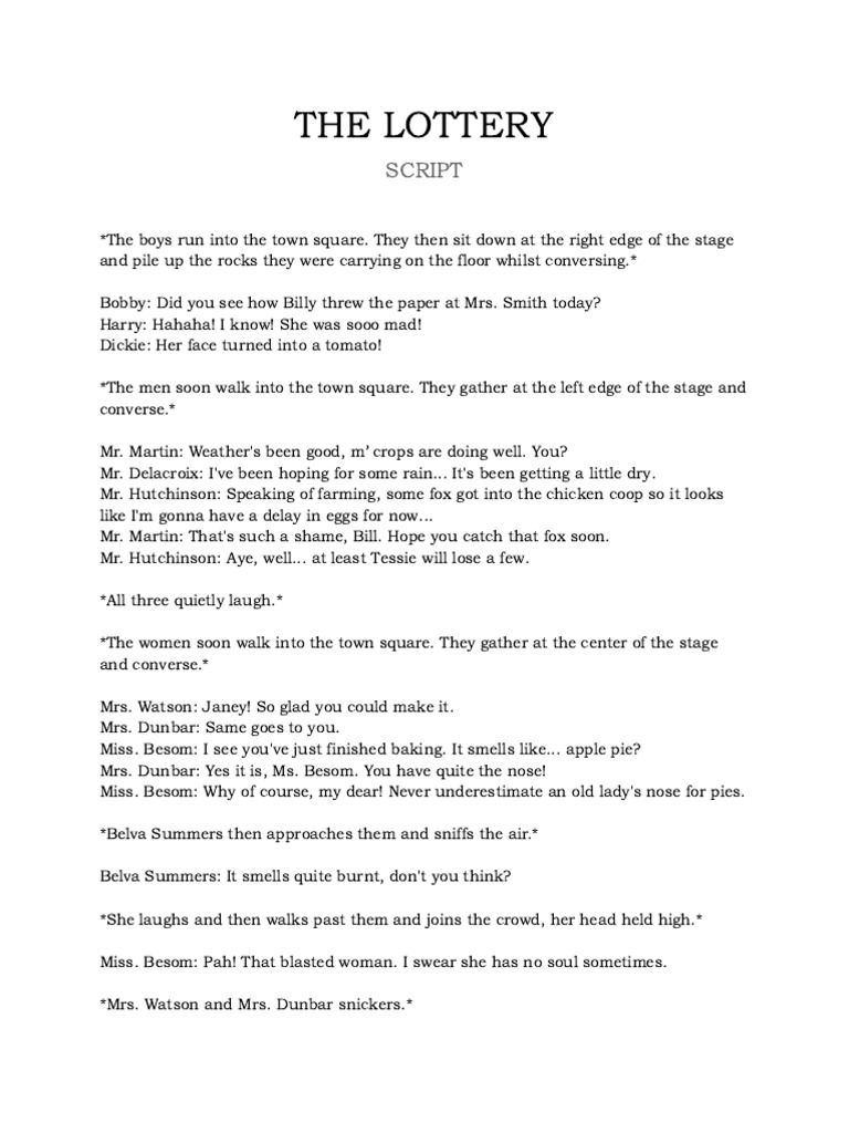 The Lottery Script | PDF
