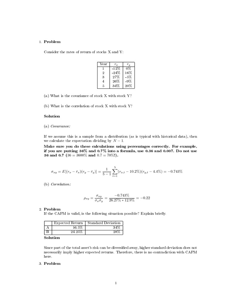 EX 2324 S1 Mock 2 Sol | PDF | Capital Asset Pricing Model | Variance