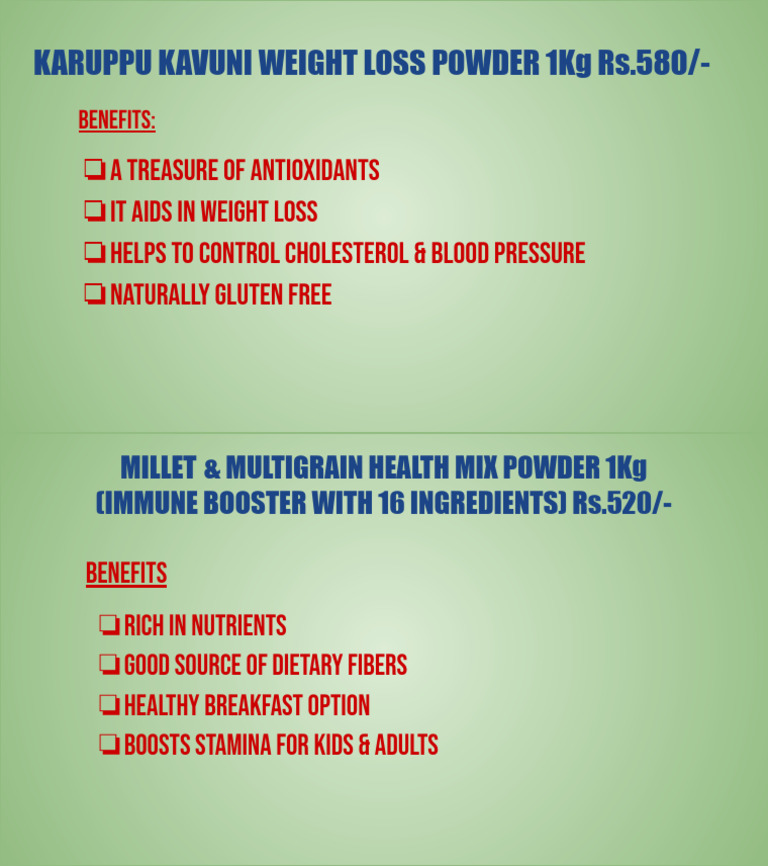 Weight Loss & Health Mix Powders | PDF