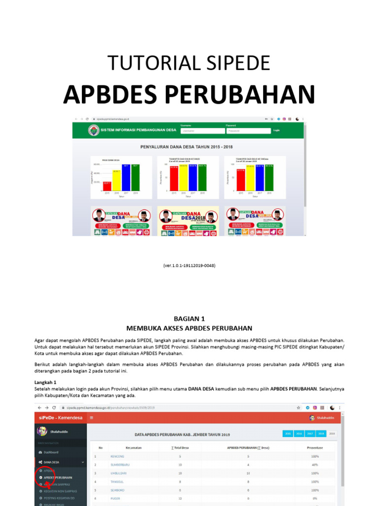 Tutorial Sipede - Apbdes Perubahan | PDF