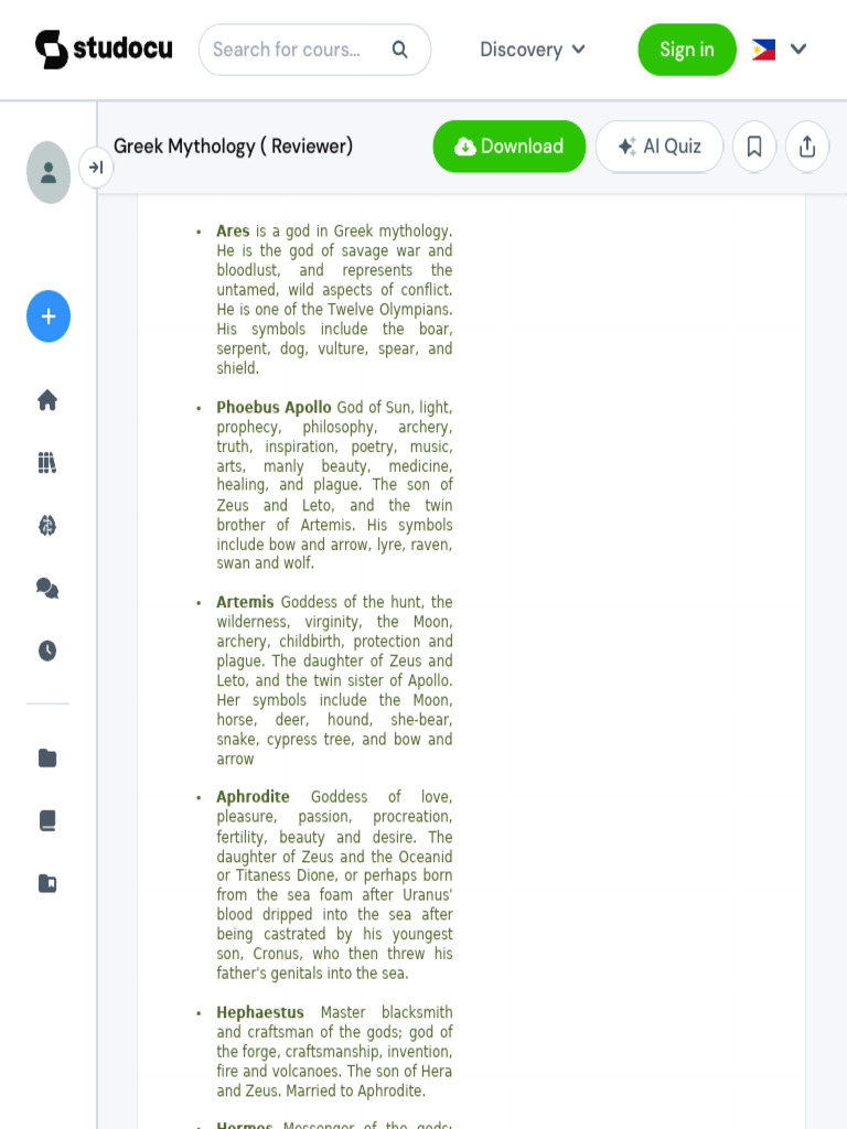 Greek Mythology ( Reviewer) - GREEK MYTHOLOGY THE THREE GENERATIONS OF ...