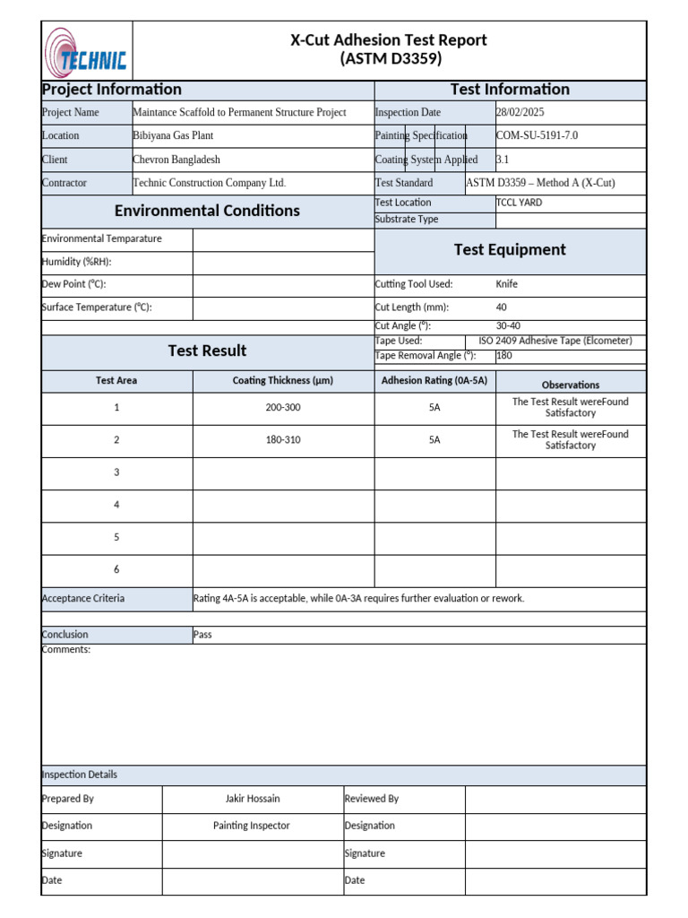 X-Cut Adhesion Test Report | PDF | Solubility | Materials