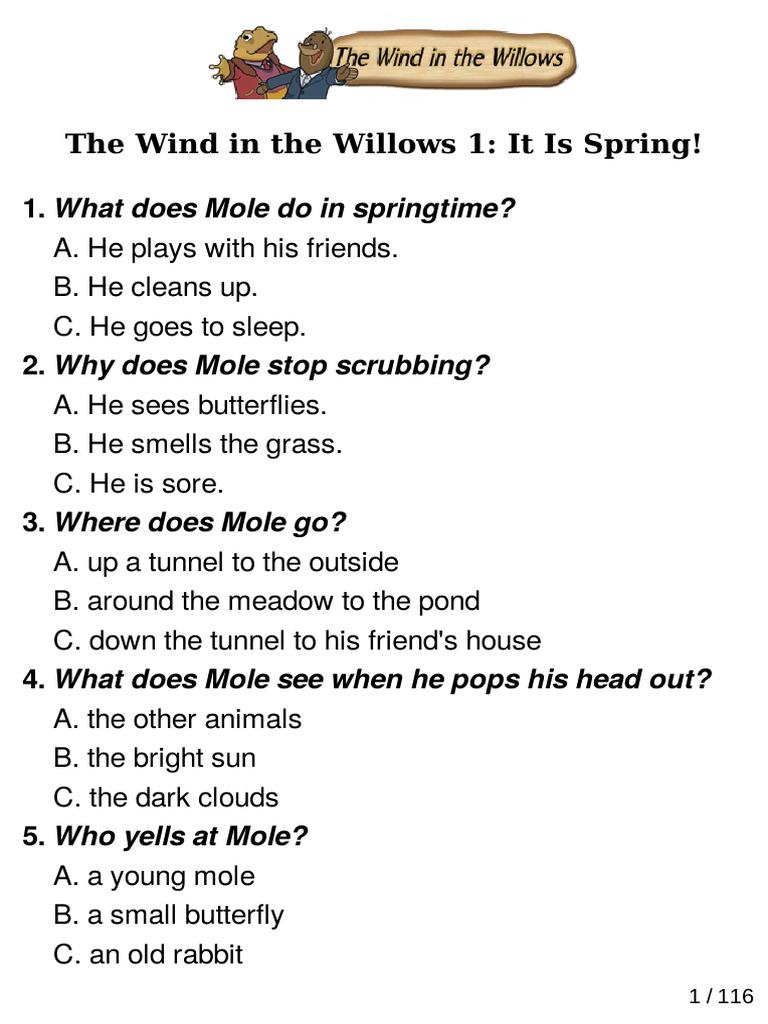 Mole's Spring Adventures | PDF | The Wind In The Willows