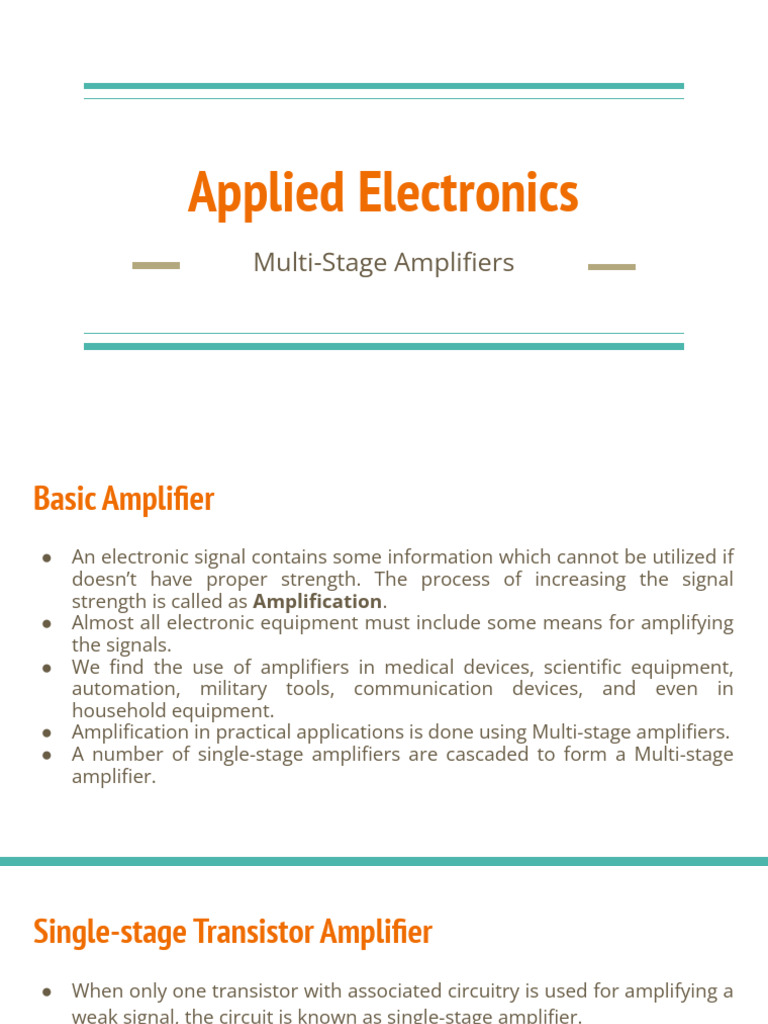 Applied Electronics - Multi-Stage Amplifiers - 1 | PDF | Amplifier ...