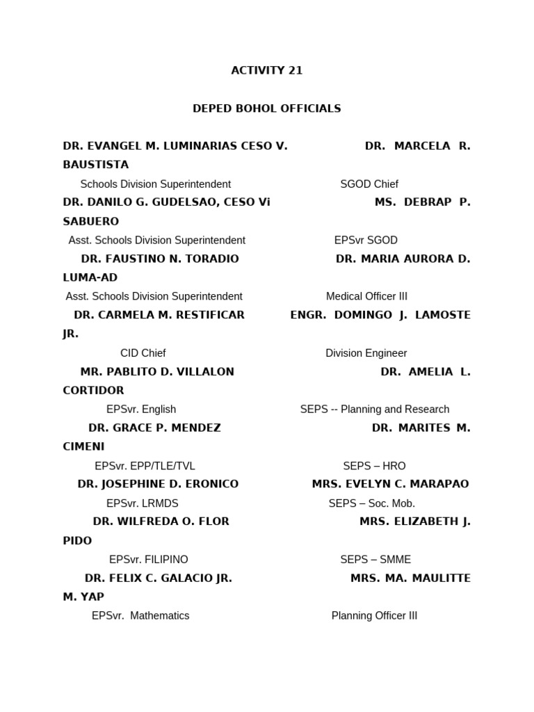 DEPED Bohol EPSvr Team Overview | PDF