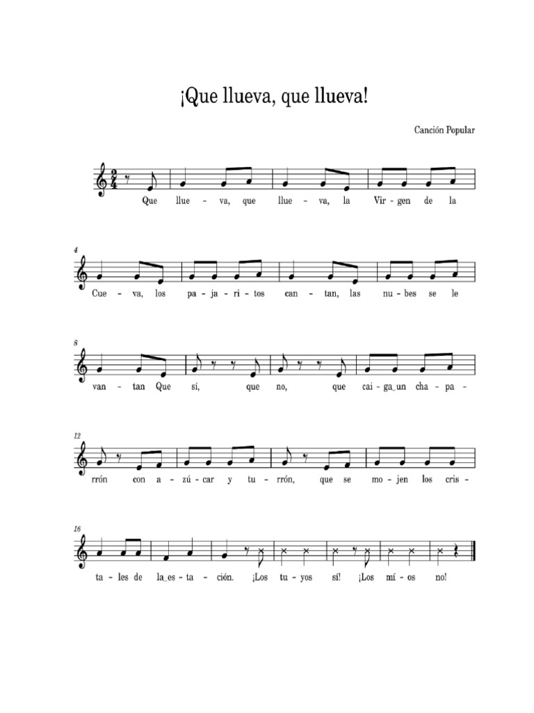 Que Llueva, Que Llueva | PDF