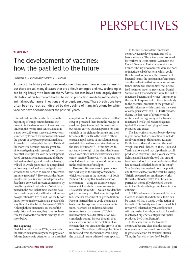 Vaccine Development: A Historical Overview | PDF | Vaccines | Toll Like ...