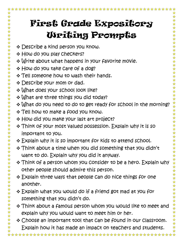 First Grade Expository Writing Prompts | PDF