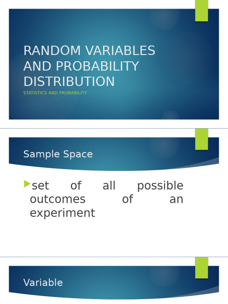 Random Variables and Probability Distribution | PDF | Probability Distribution | Probability Theory