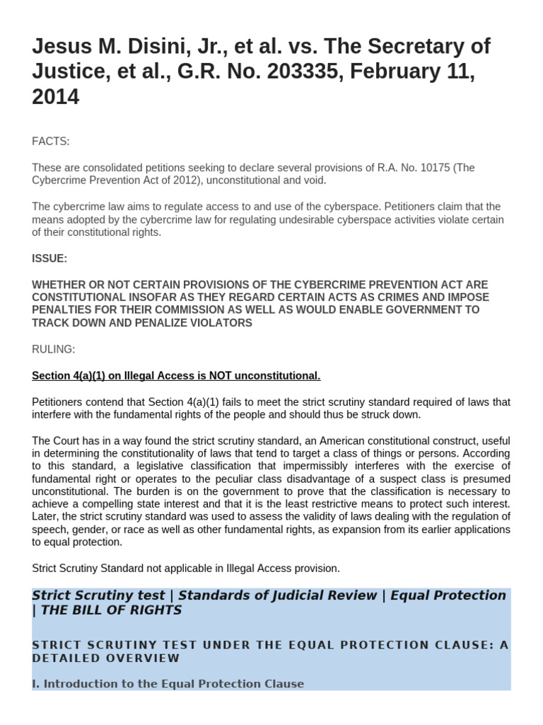 Jesus M Disini Notes | PDF | Strict Scrutiny | Defamation