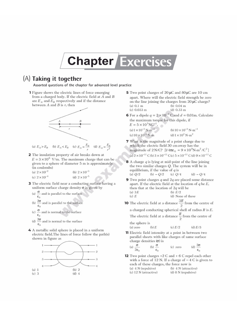Electric Field and Charges Question Bank.. | PDF