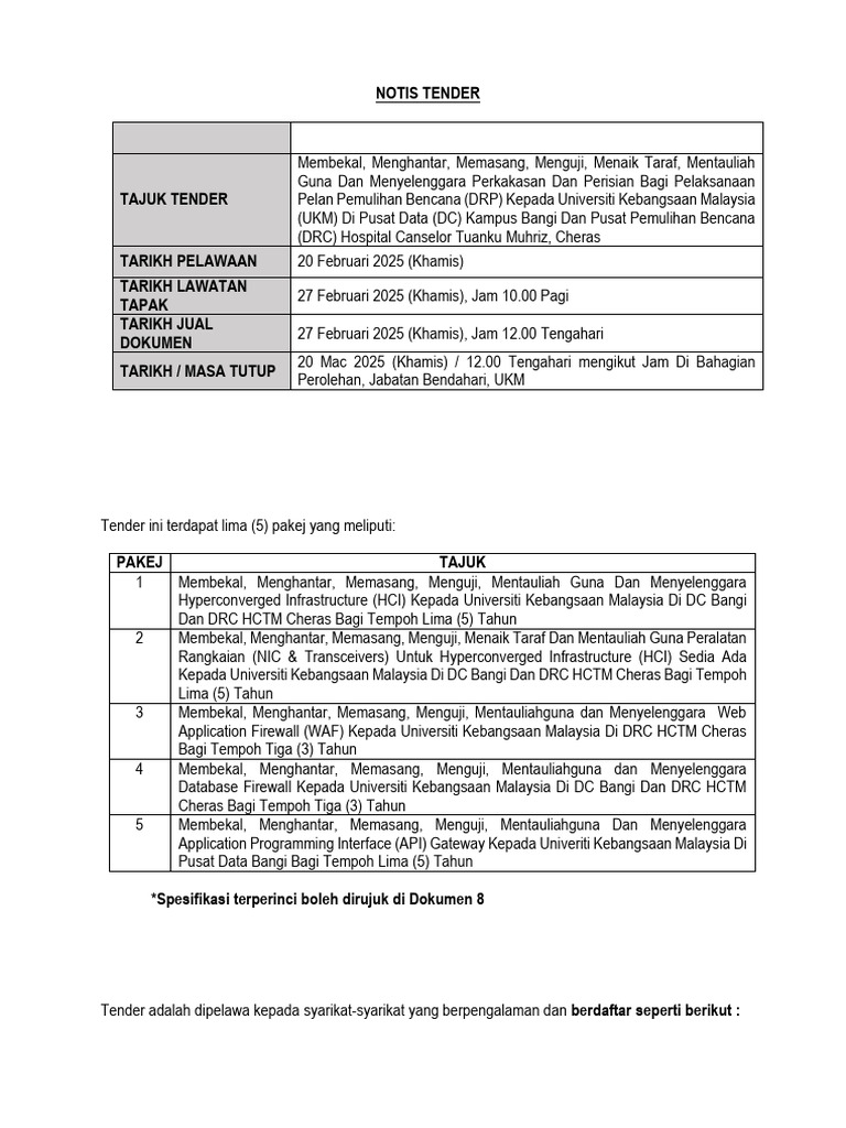 NOTIS TENDER - Ext | PDF