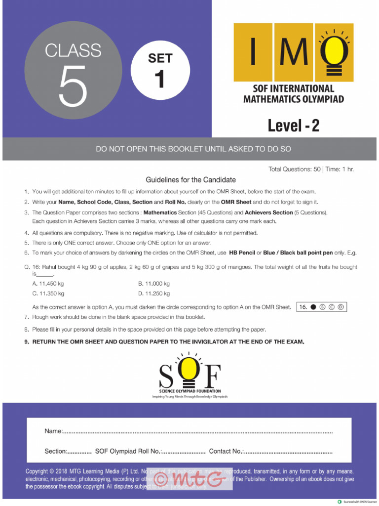 IMO Level 2 Set 1 To 5-1 | PDF