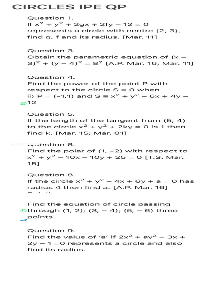 Circles Ipe QP | PDF