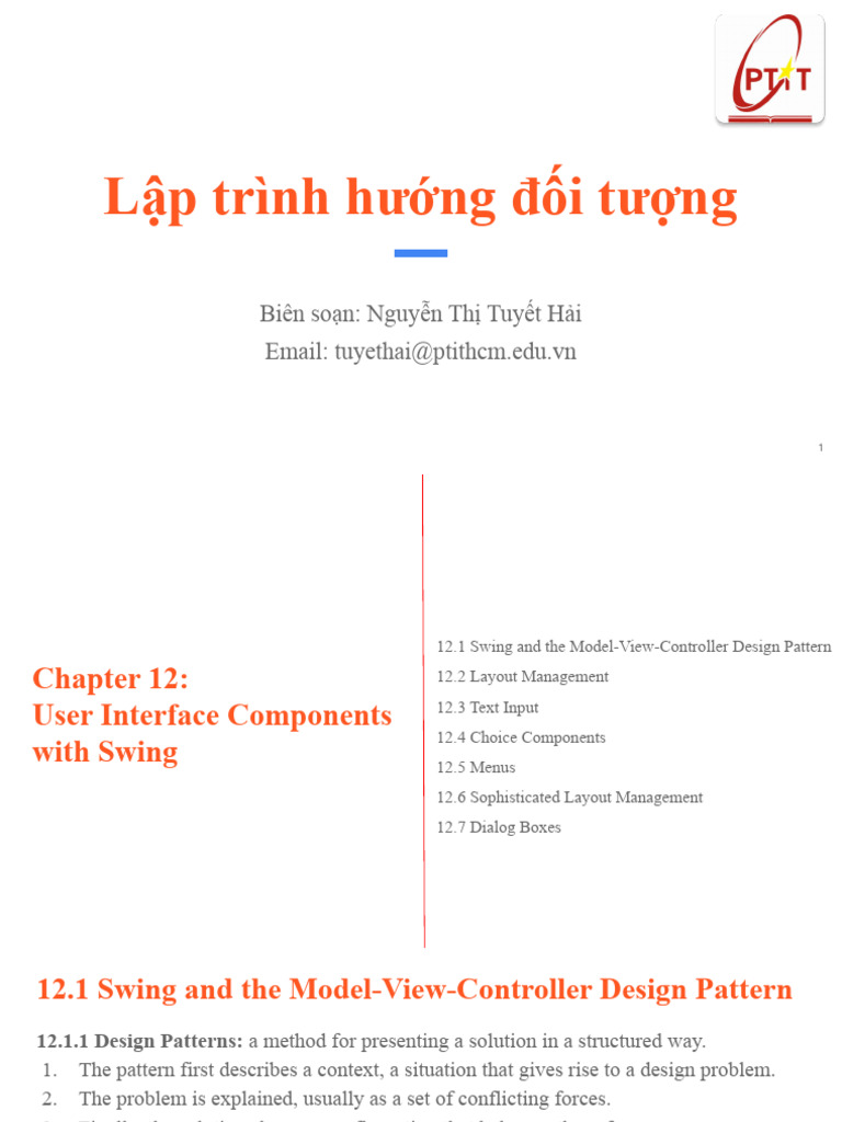 H18 BG Lap Trinh Huong Doi Tuong - C12 | PDF | Model–View–Controller | Menu (Computing)