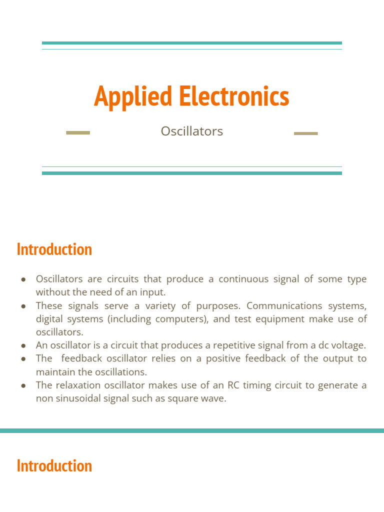 Types and Principles of Oscillators | PDF | Electronic Oscillator ...