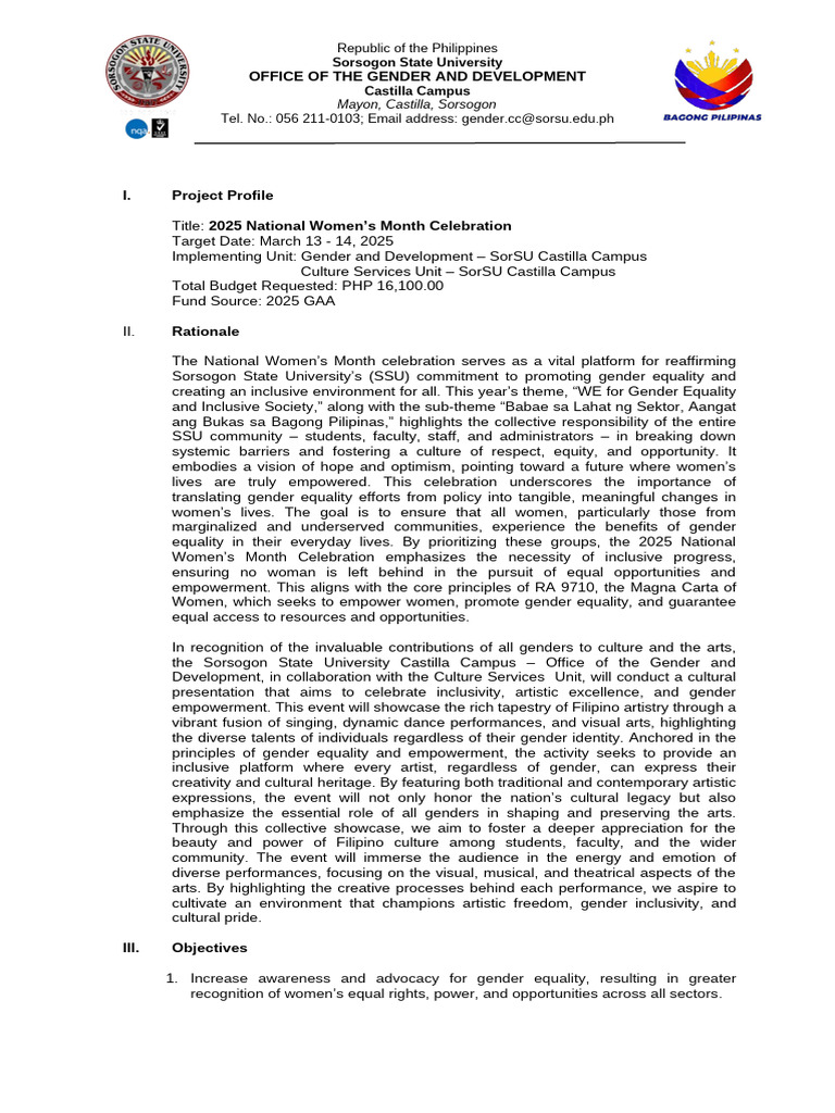 Project Proposal For NWMC 2025 V4 For Comiittees | PDF | Empowerment | Gender