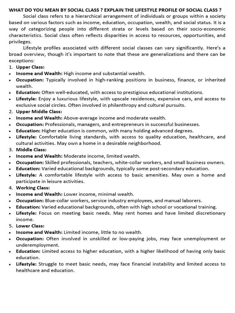 Understanding Social Class and Finance | PDF | Securities (Finance ...
