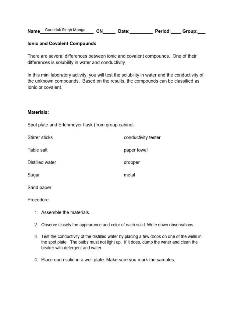 Kami Export - Ionic and Covalent Compounds | PDF | Salt (Chemistry ...