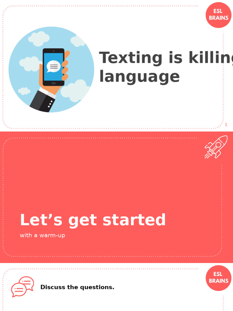 ESL Brains - Texting Is Killing Language | PDF | Communication | Human ...
