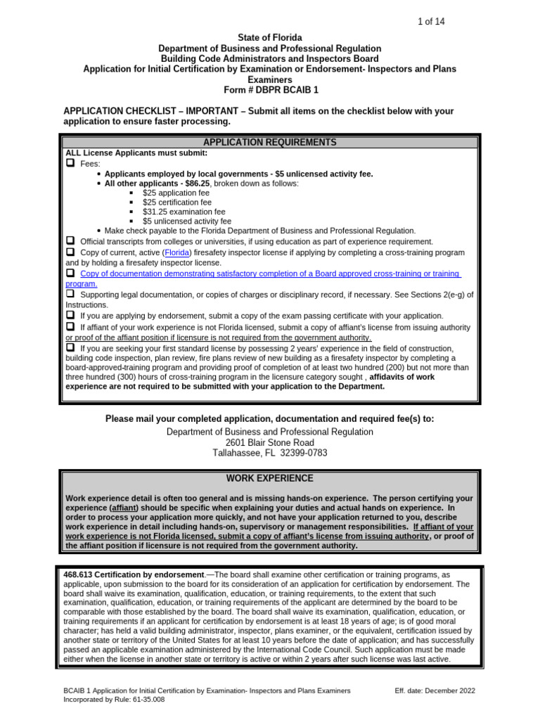 Florida Inspector Certification Application | PDF | Justice | Crime ...