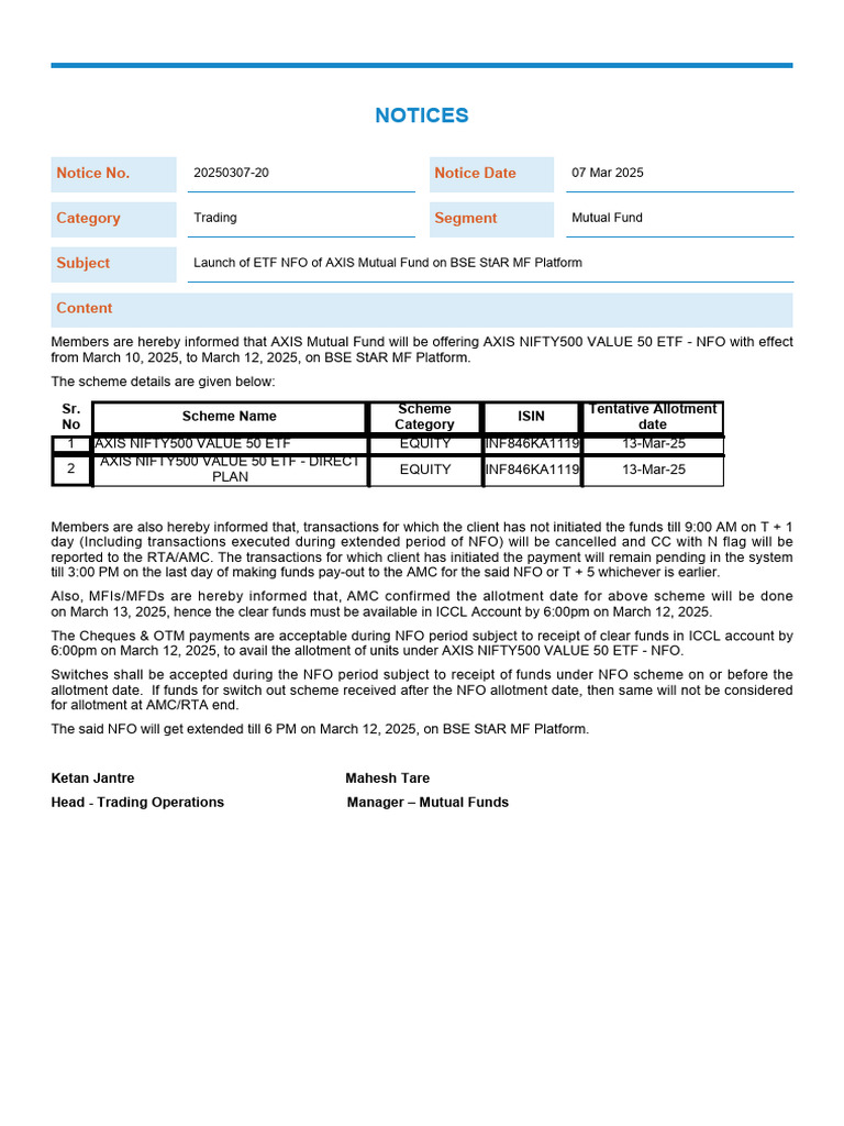 Notices: Notice No. Notice Date | PDF