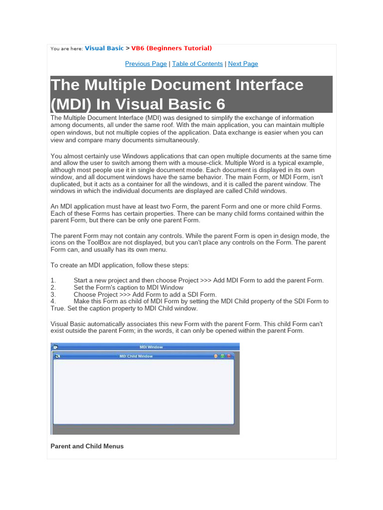 10-Visual Basic - MDI Forms | PDF | Window (Computing) | Menu (Computing)
