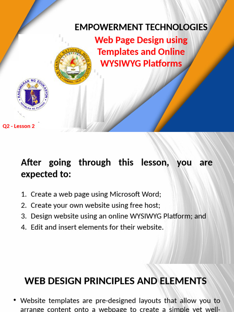 Lesson 2 - Web Page Design and Platforms | PDF | Html | Websites