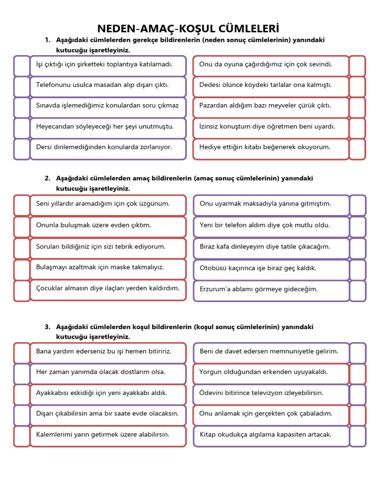 Neden - Amaç - Koşul Cümleleri - Salih Emre ÖNAL | PDF