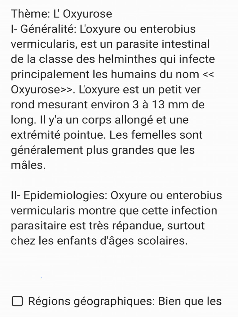 Oxyures | PDF