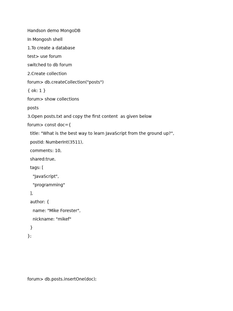 Handson Demo Mongodb | PDF | Data Management | Data Handson Demo Mongodb | PDF | Data Management | Data