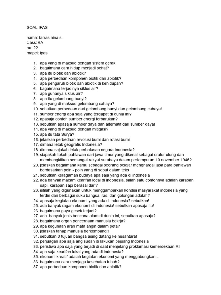 SOAL IPAS | PDF