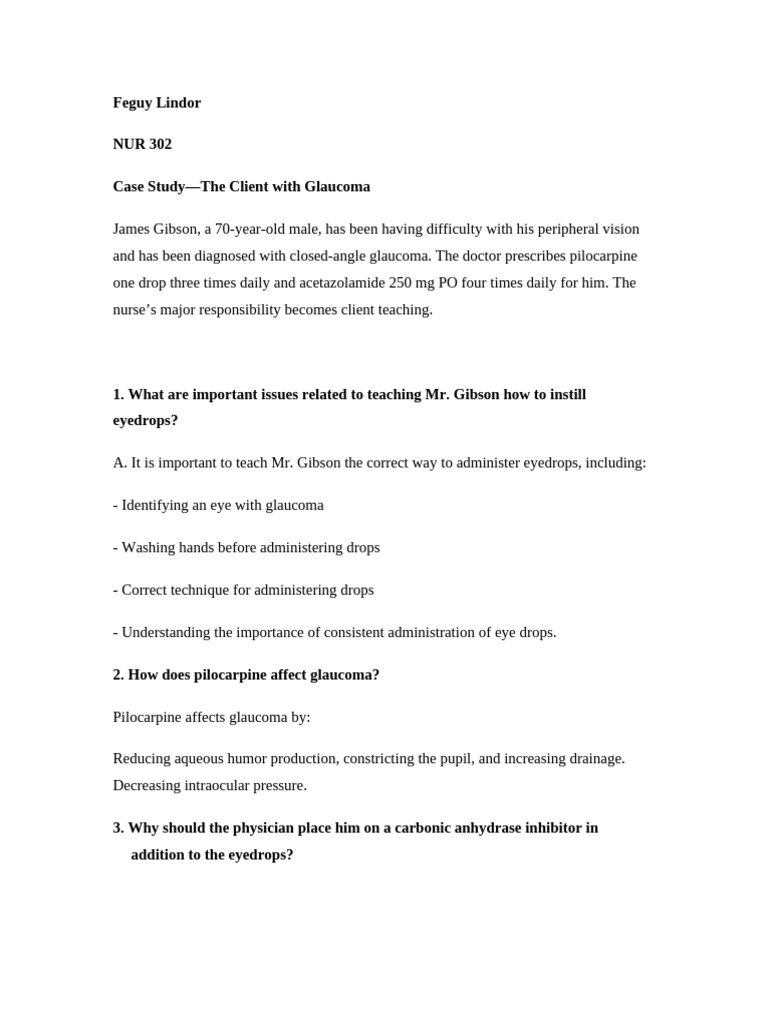 Case Study Glaucoma | PDF