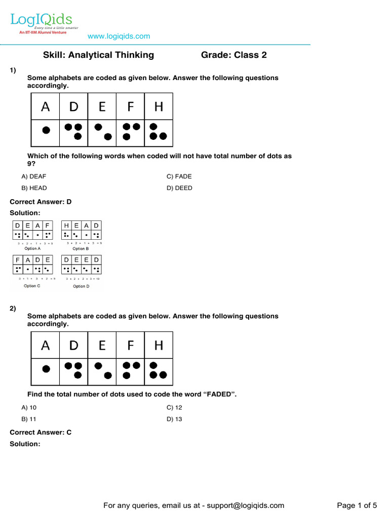 Grade 2 Logiqids Question Papers | PDF | Alphabet | Consonant