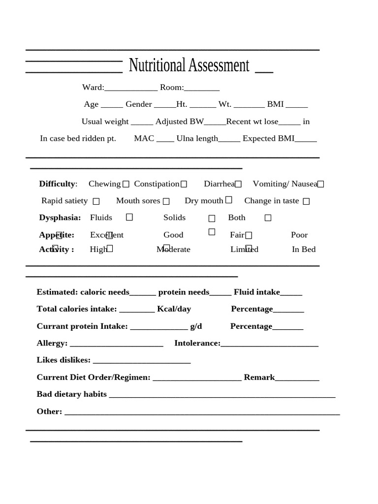 Nutritional Assessment Modified | PDF