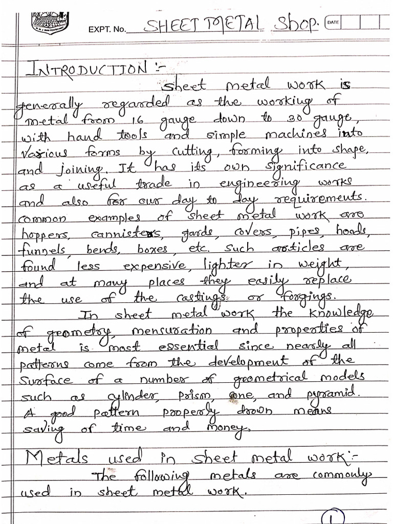 Sheet Metal Shop Assignment No. 2 | PDF