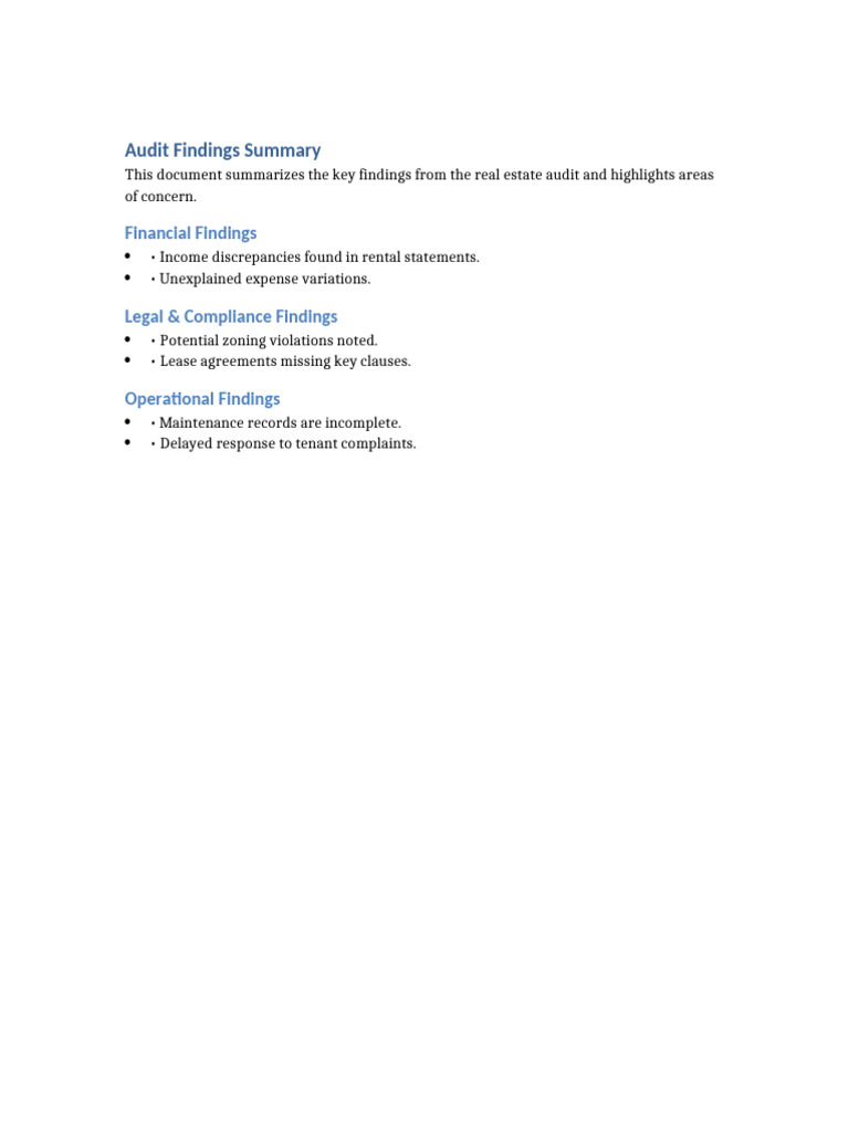 Audit Findings Summary | PDF