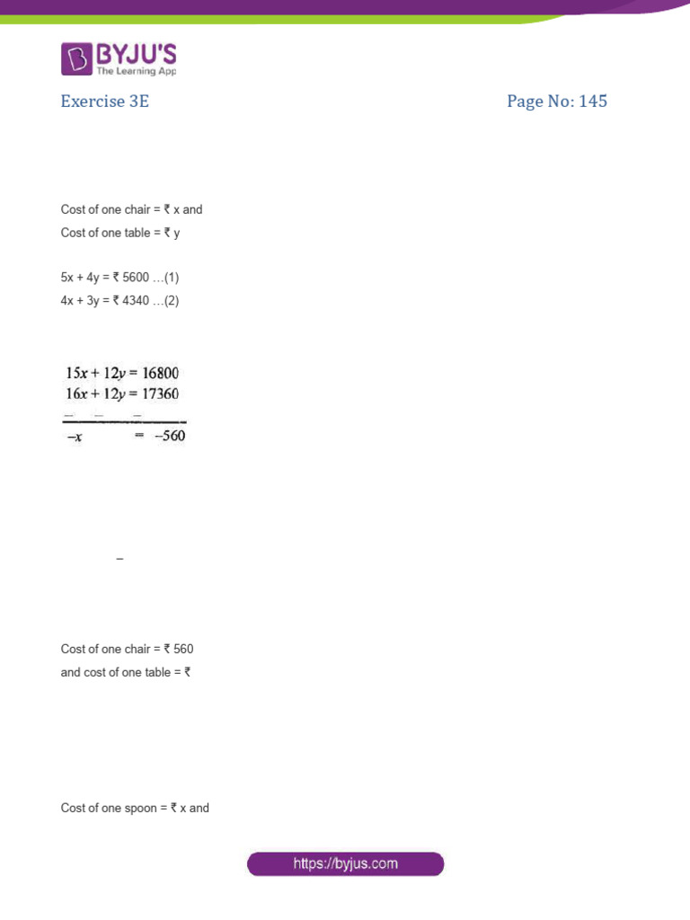 RS Aggarwal Solution Class 10 Maths Chapter 3 Linear Equations in Two Variables Exercise 3E ...