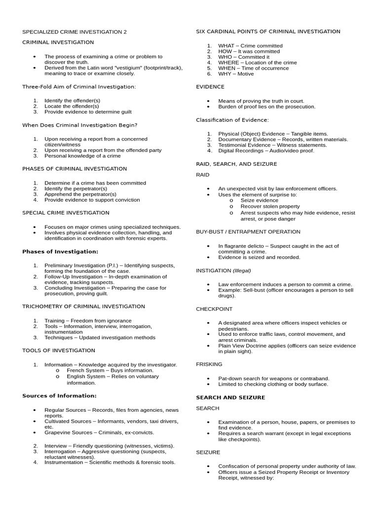 Cdi 2 Reviewer | PDF | Arrest | Torture