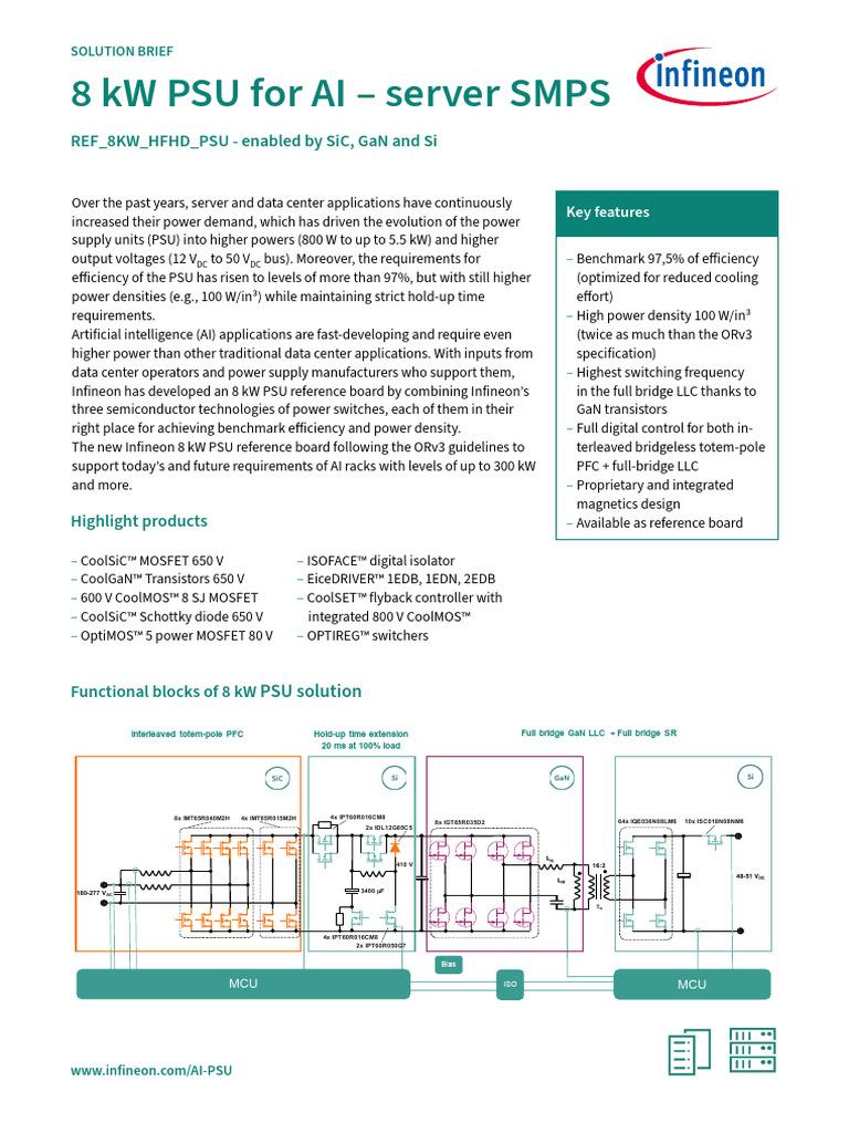 Infineon-8 KW PSU For AI Server SMPS Solution Brief-AdditionalProductInformation-V01 00-En | PDF ...