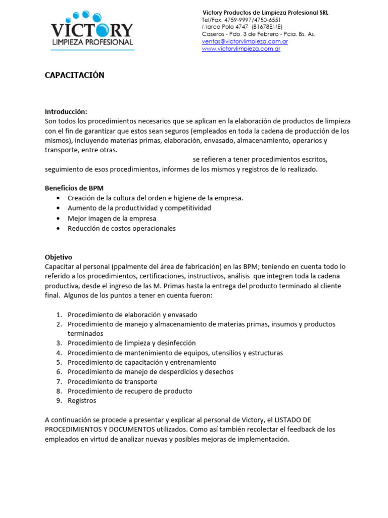 Capacitación Sobre BPM | PDF | Calibración | Producción y fabricación