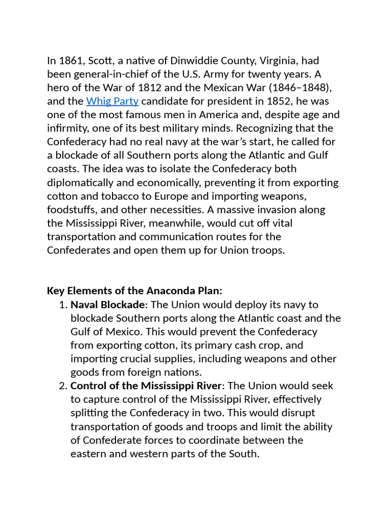 Anaconda Plan | PDF | Confederate States Of America | International ...