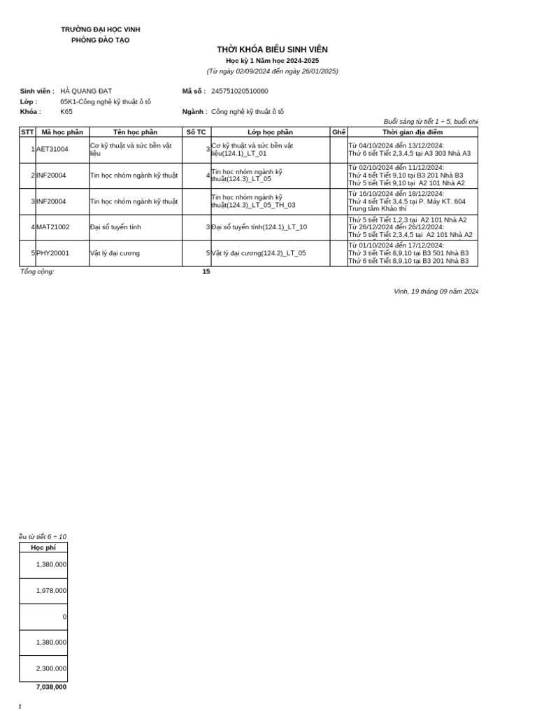 Export TKB SV Mau 2 | PDF
