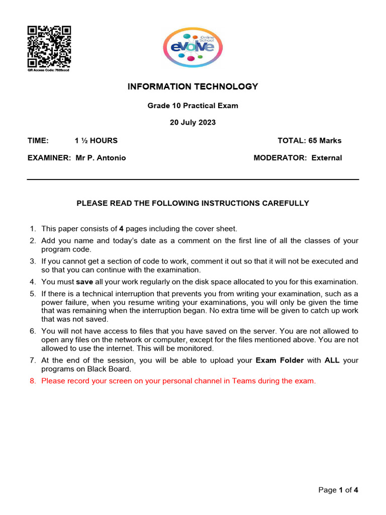 IT G10 Practical July 2023 QP | PDF | Computer File | Computer Program