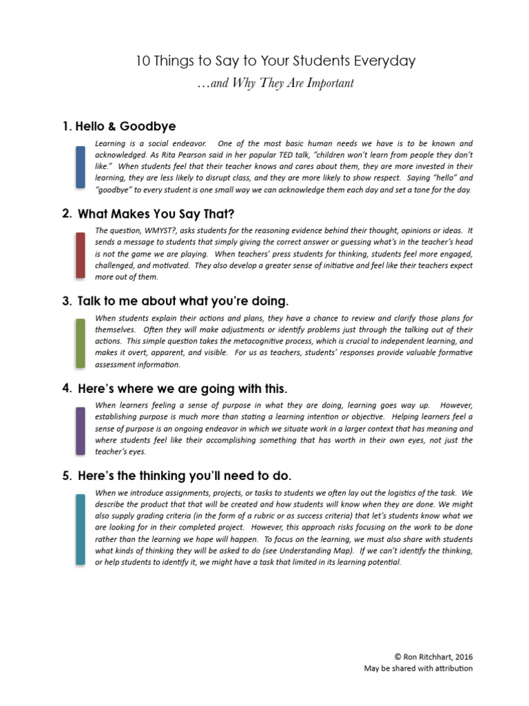 Essential Daily Phrases for Students | PDF | Learning | Cognition