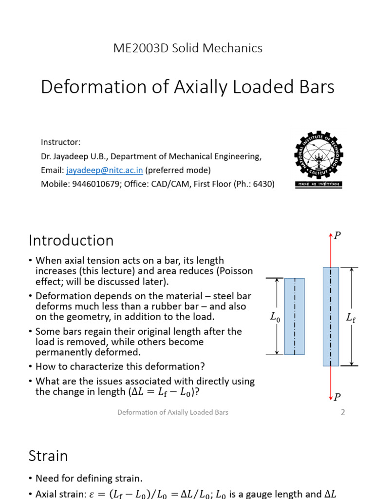 Lecture 06 - Deformation - Axially Loaded Bars | PDF