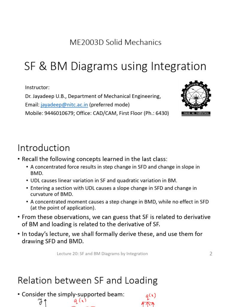 SF and BM Diagrams Integration Guide | PDF | Force | Mechanics