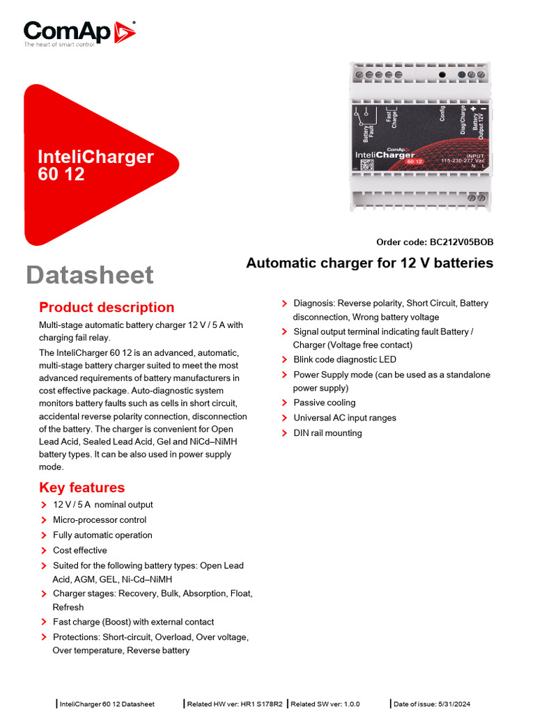 Intelicharger 60 12 Datasheet | PDF | Battery Charger | Power Supply