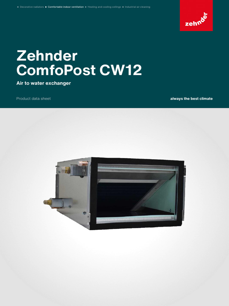 Zehnder ComfoPost CW12 Exchanger Guide | PDF | Pipe (Fluid Conveyance ...
