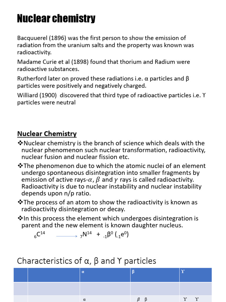 Overview of Nuclear Chemistry Concepts | PDF | Radioactive Decay ...